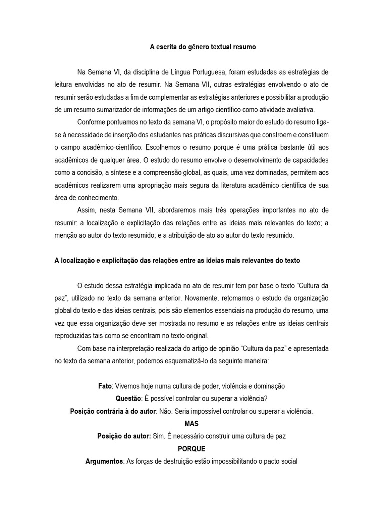 A Escrita Do Gênero Textual Resumo | PDF | Abstract (resumo) | Autor