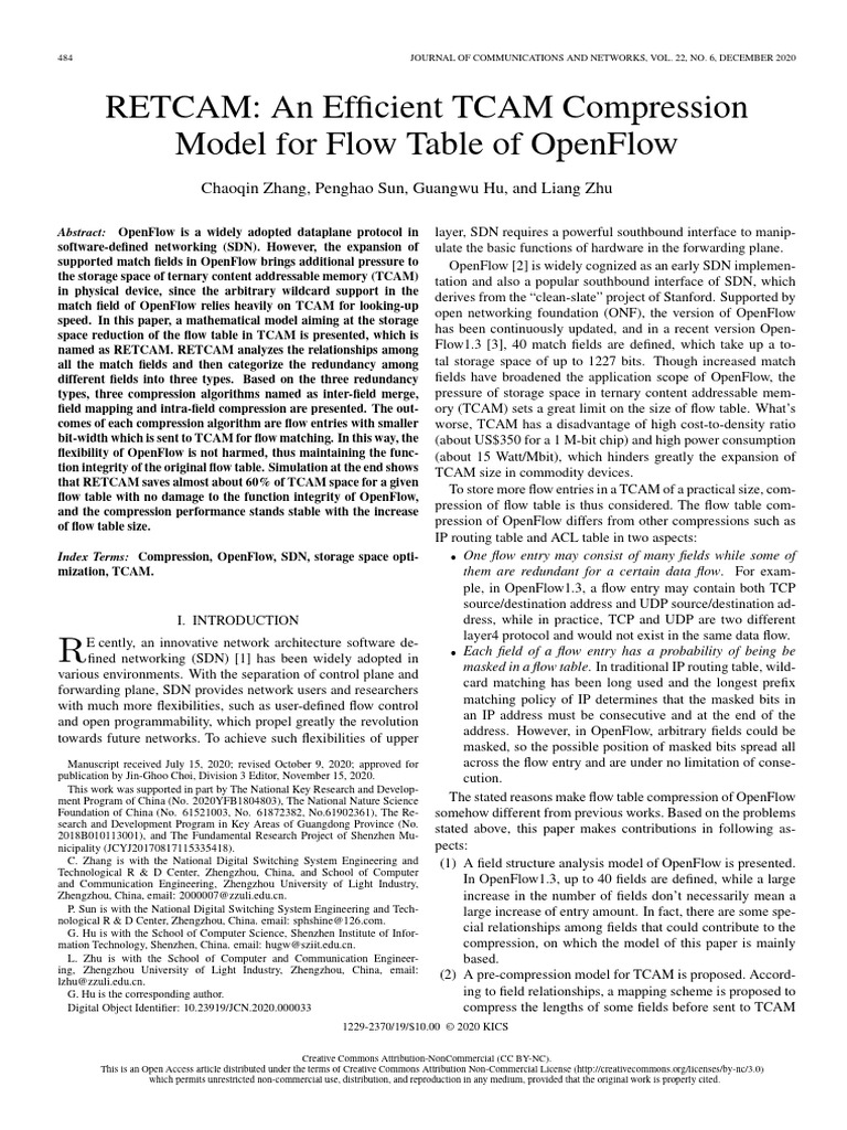 Efficient TCAM Compression for OpenFlow | PDF | I Pv6 | Data Compression