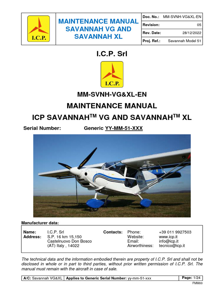 Savannah - VG Maintenance Manual B | PDF | Motor Oil | Empennage