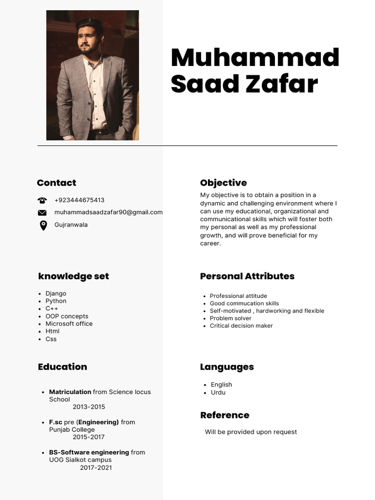 Muhammad Saad Zafar (CV) | PDF | Career & Growth | Business