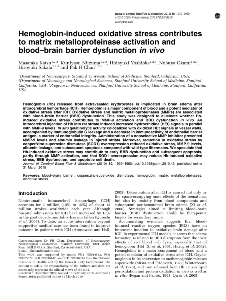 Katsu Et Al 2010 Hemoglobin Induced Oxidative Stress Contributes To ...