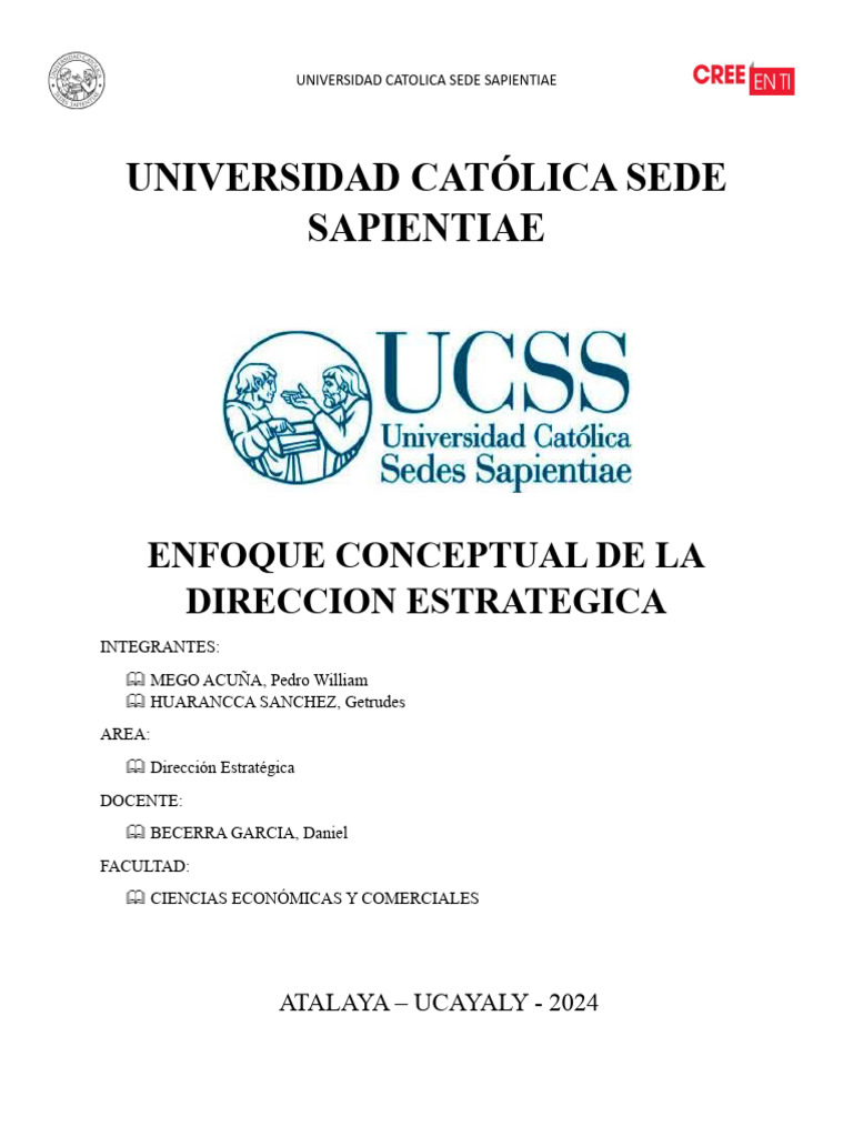 Enfoque Conceptual de La Dirección Pedro Mego | PDF | Análisis FODA ...