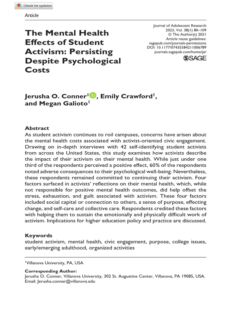 Conner Et Al | PDF | Mental Health | Activism