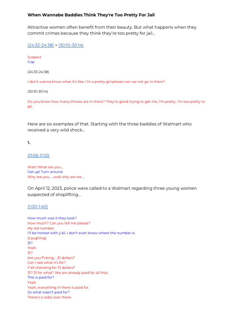 Script - When Wannabe Baddies Think Theyre Too Pretty For Jail | PDF ...