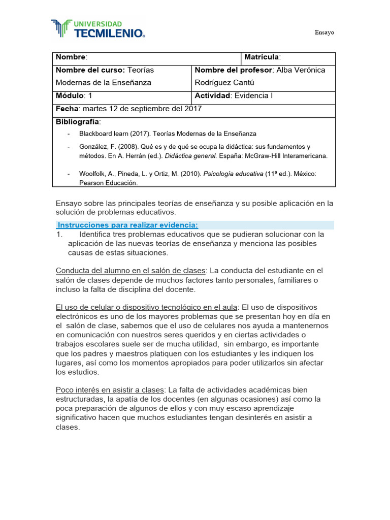 Evidencia 1 - TME | PDF | Enseñando | Maestros