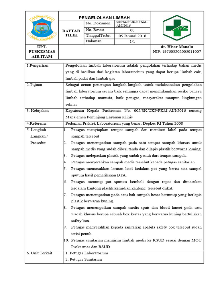 8.1.2.11 SPO Pengelolaan Limbah | PDF | Pengembangan Diri | Sains & Matematika