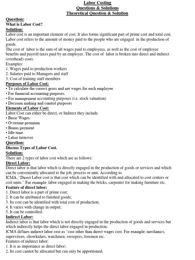 Understanding Labor Costing Essentials | PDF | Cost Of Living | Piece Work
