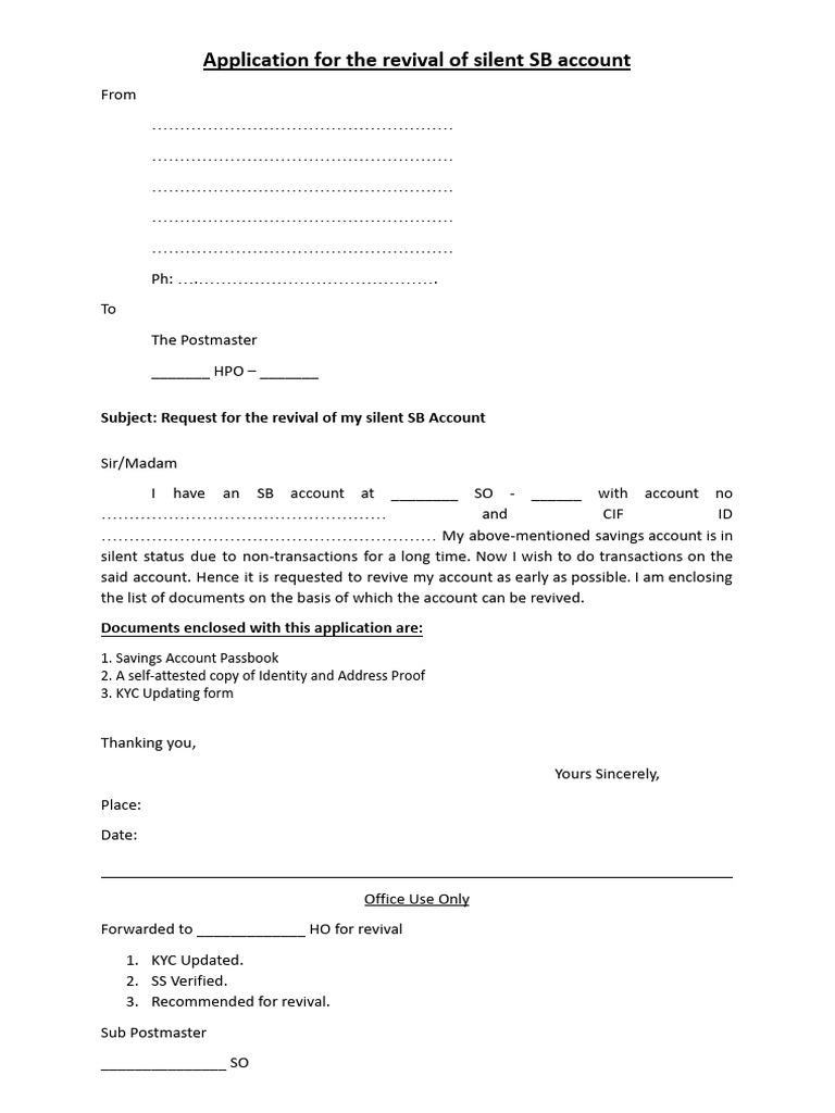 SB Account Revival | PDF