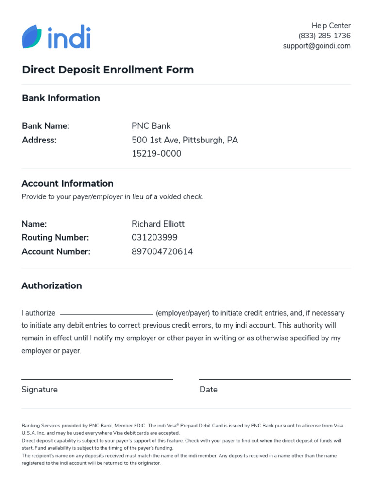 Direct Deposit Form | PDF