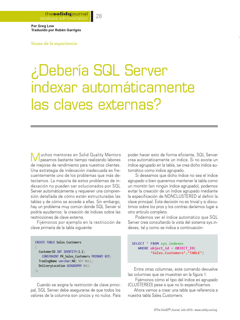 SQJ 001 Pag. 28-30 Esp | PDF | SQL | Servidor SQL de Microsoft
