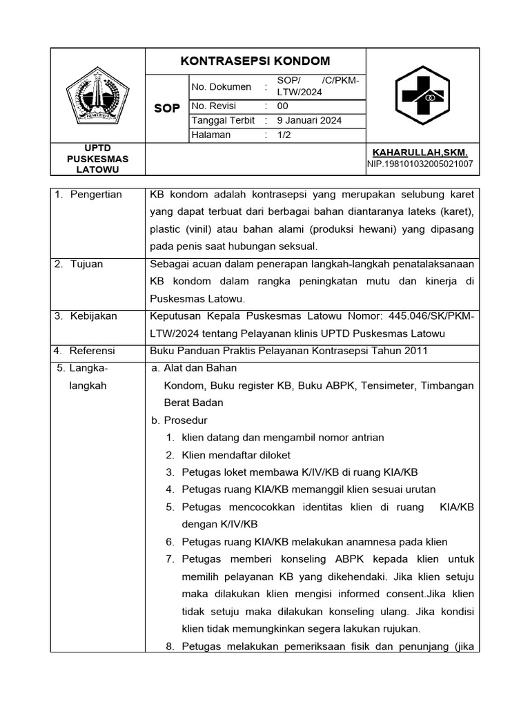 Sop KB Kondom | PDF