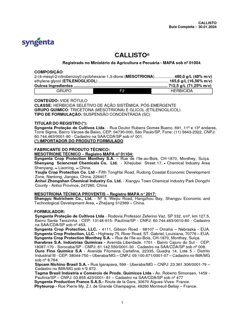 F1871668397 CALLISTO BulaCompleta 30.01.2024 | PDF | Agricultura | Milho