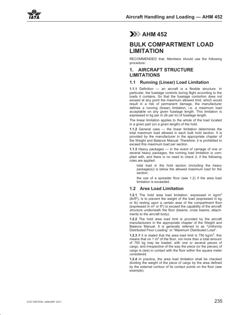 AHM452 Bulk Compartment Load Limitation | PDF | Cargo | Fuselage