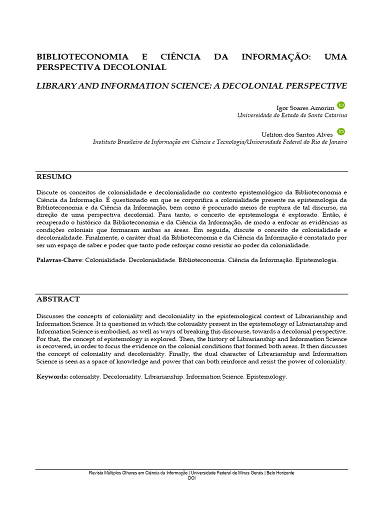 Biblioteconomia Decolonial: Perspectivas e Desafios | PDF ...