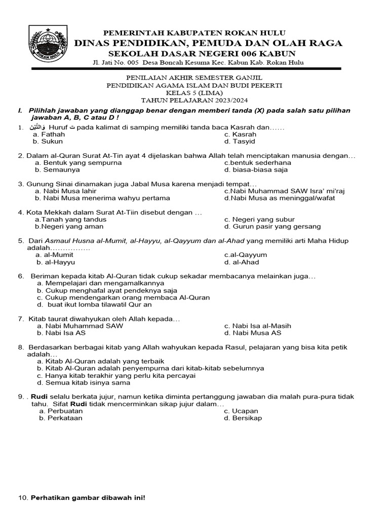 Soal Pas Pai Kelas 5 2022 | PDF