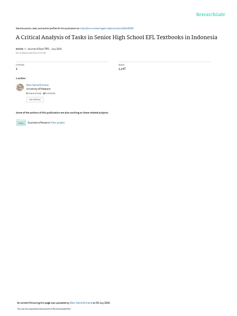 Analysis of Task in Textbook Analysis - DewiAsiaTEFL | PDF | English As A Second Or Foreign ...
