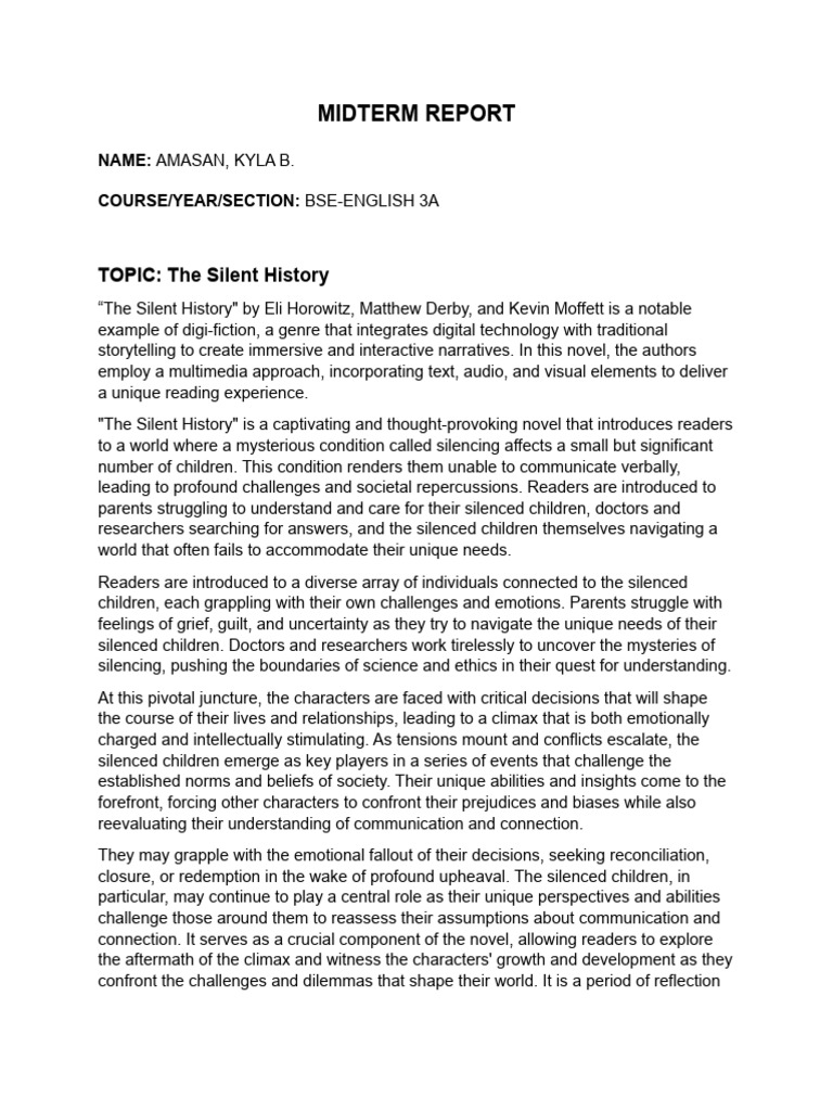 Amasan - Midterm Report | PDF | Narrative | Identity (Social Science)