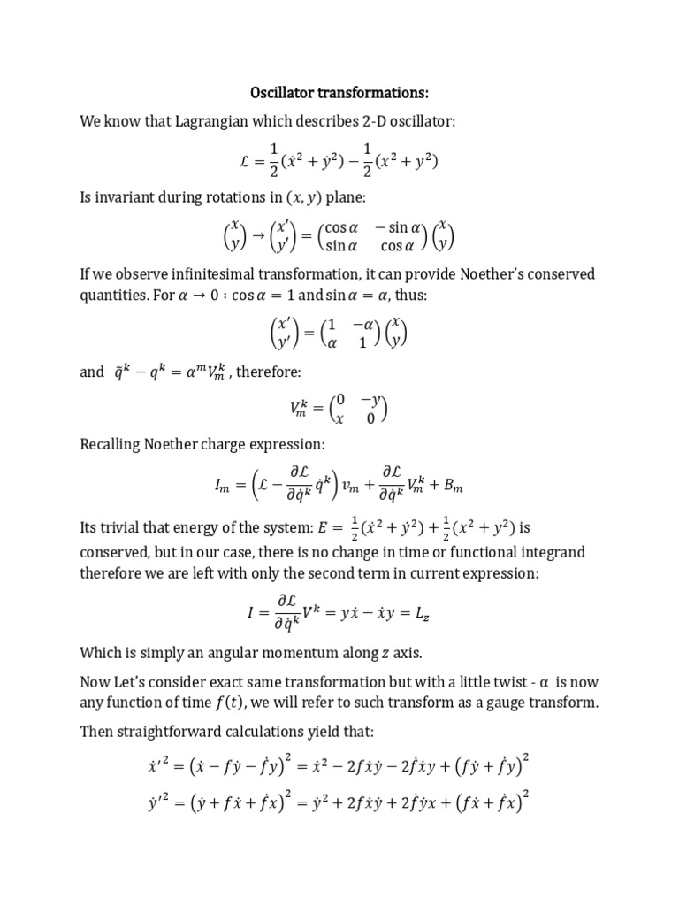 Oscillator Transformations | PDF | Lagrangian Mechanics | Physical Quantities