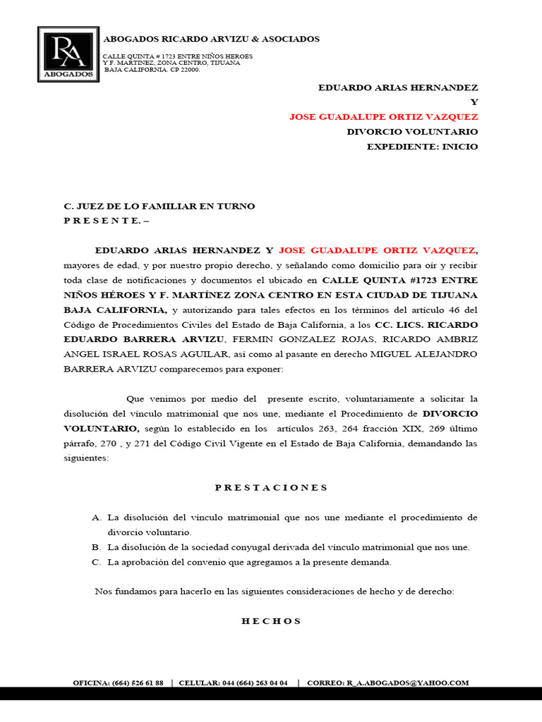 Solicitud de Divorcio Voluntario en Tijuana | PDF | Divorcio | Matrimonio