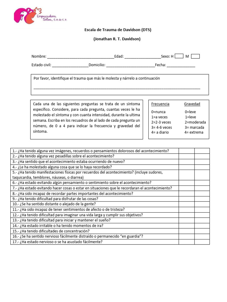 Escala de Trauma de Davidson | Descargar gratis PDF | Trauma ...