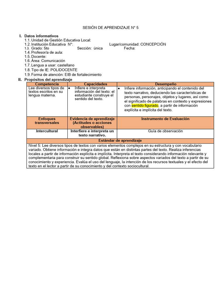 Sesión de Aprendizaje #5 | PDF | Aprendizaje | Maestros