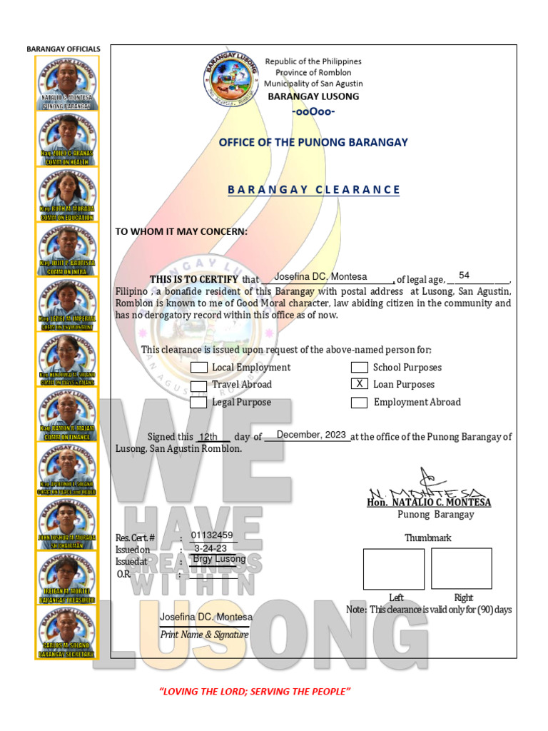 Barangay Clearance | PDF