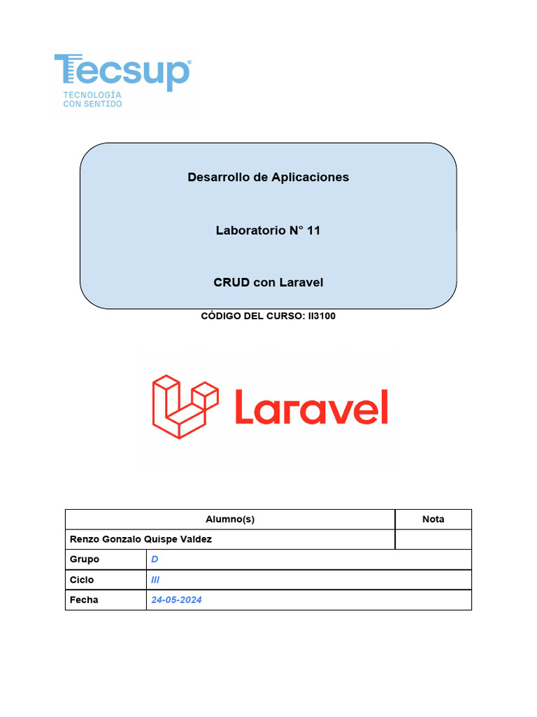 Laboratorio 11 - CRUD Con Laravel | PDF | Php | Hipertexto