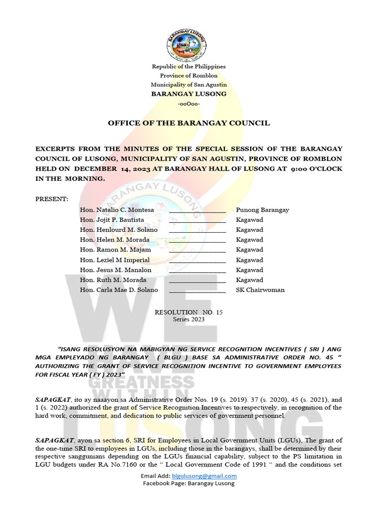 SRI Begy Officials | PDF | Philippines