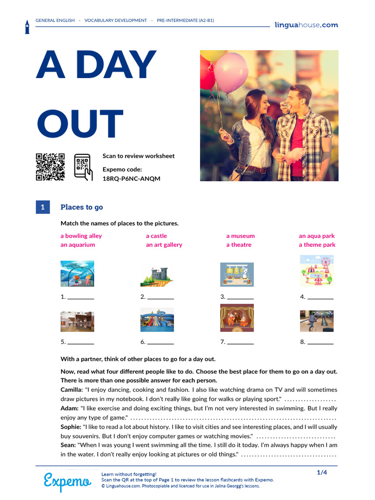 Day Out Activities for A2-B1 Learners | PDF