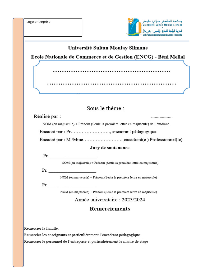 Canevas PFE Master ENCG | PDF