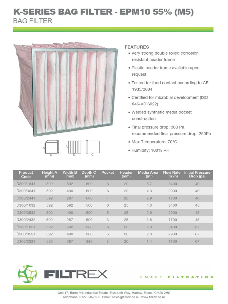 K-Series Bag Filter Specifications | PDF | Building Engineering ...