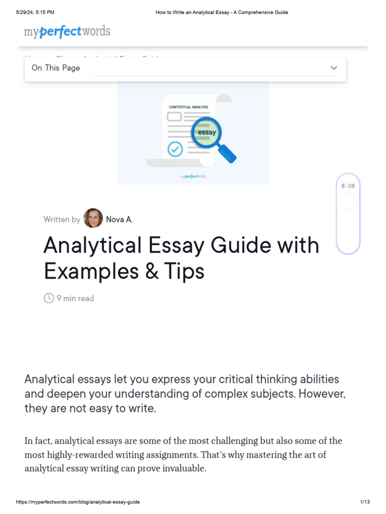 How To Write An Analytical Essay - A Comprehensive Guide | PDF | Essays ...