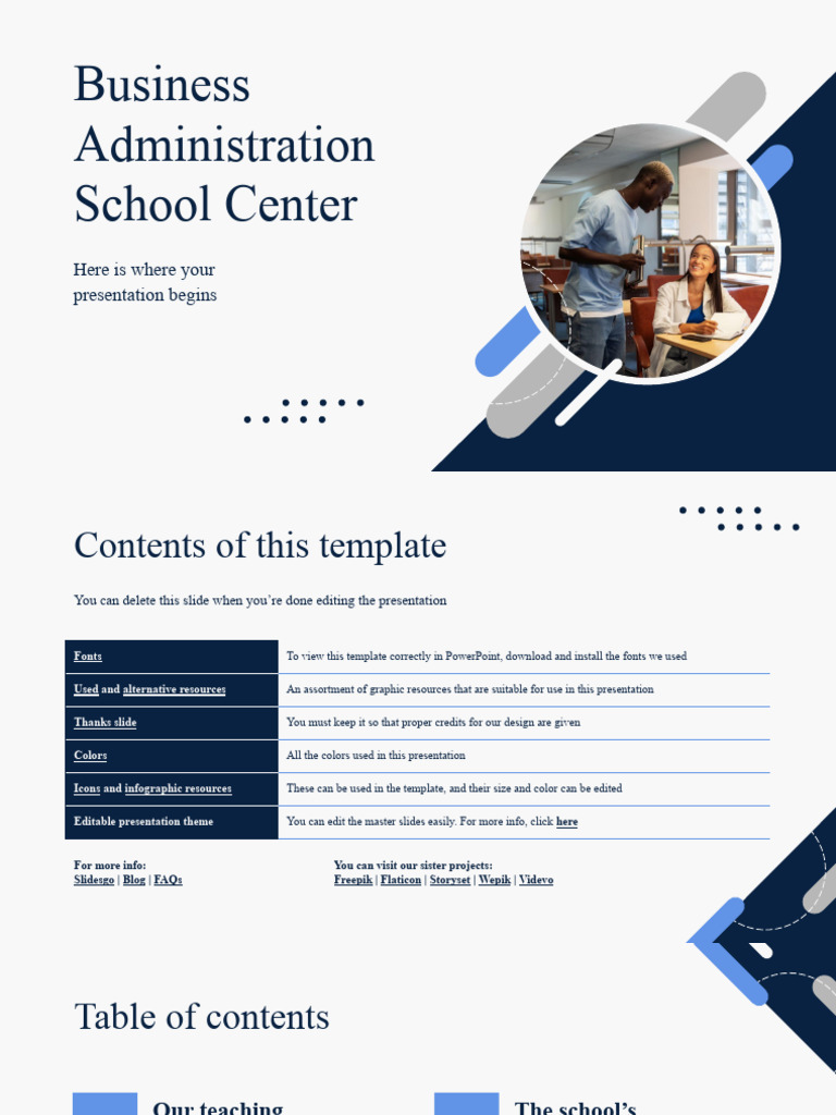 Business Administration School Center by Slidesgo | PDF | Planets ...