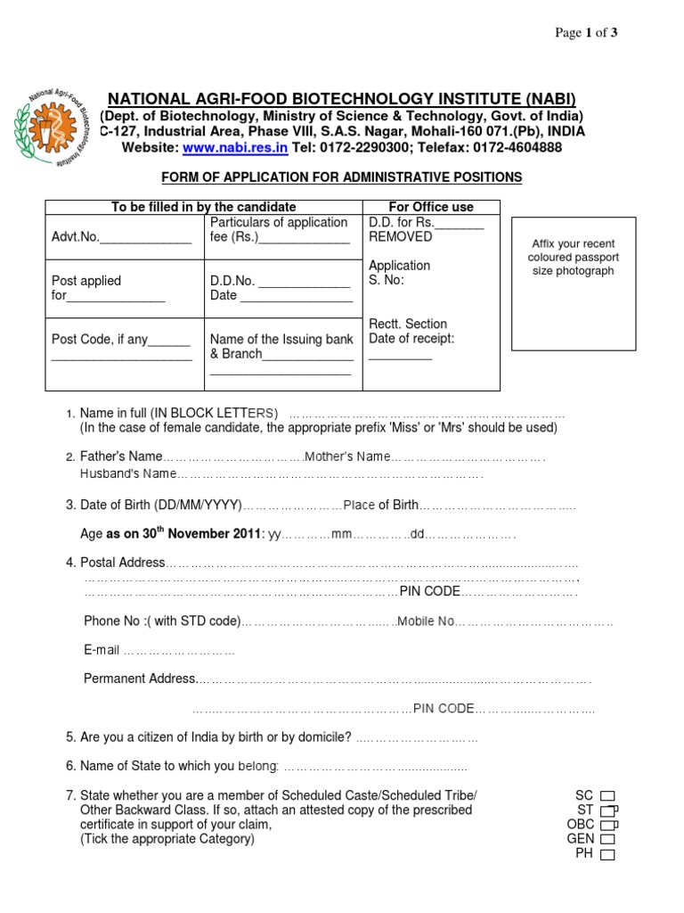 Application Form | PDF | Government | Business