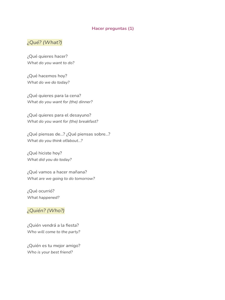 Hacer Preguntas | PDF