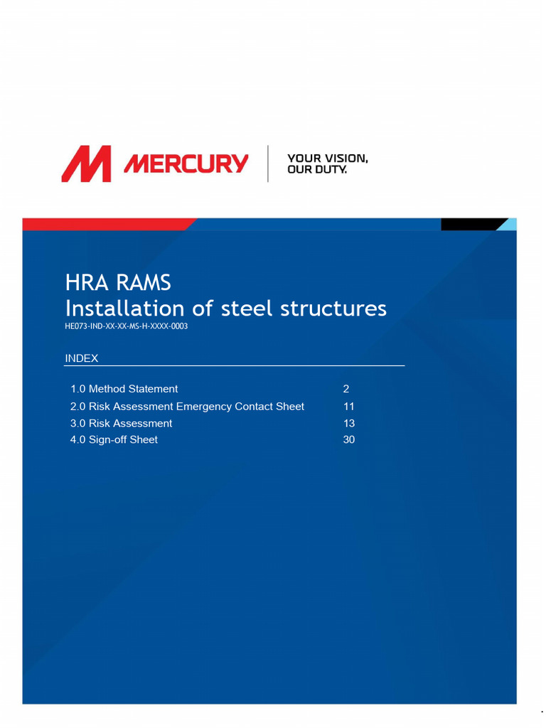 Steel Structures Installation Method Statement | PDF | Risk ...