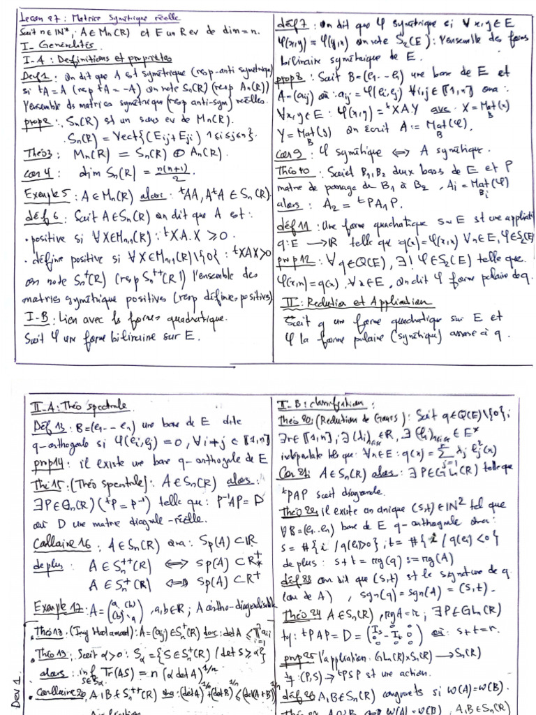 Lecon 27 Matrices Symétriques Réelles | PDF