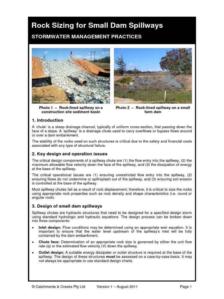 Rock Sizing for Spillway Design | PDF | Spillway | Dam