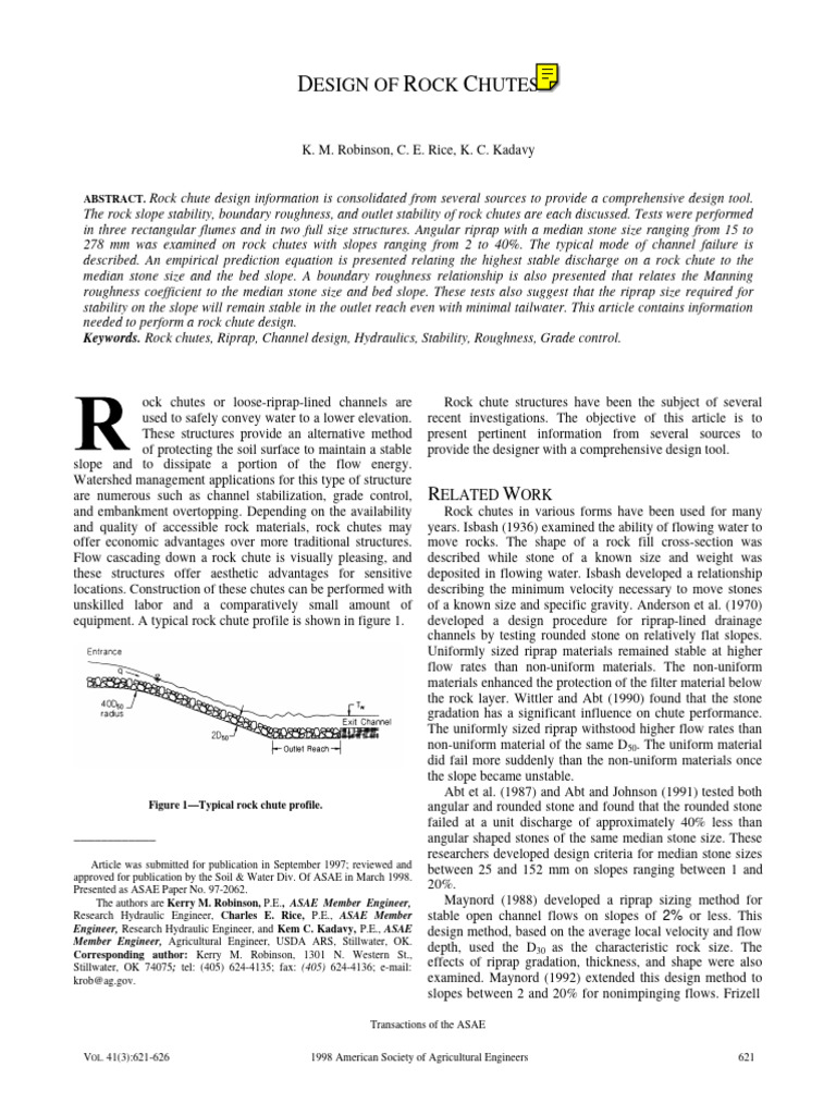 Robinson 1998 Design of Rock Chutes | PDF | Applied And ...