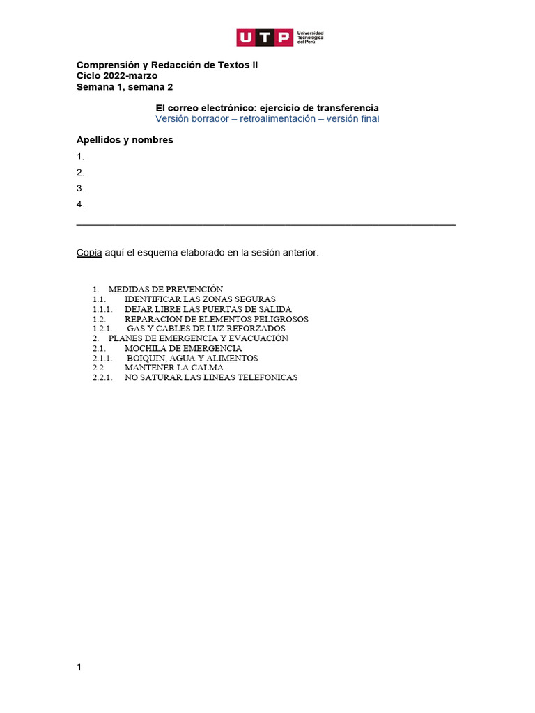 S01. s2 y S02. s1-s2 - El Correo Electrónico - Ejercicio de Transferencia - Formato-1 | PDF