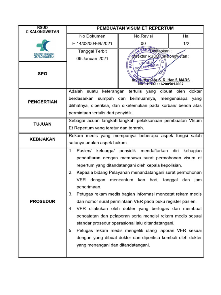 Prosedur Visum RSUD Cikalongwetan | PDF