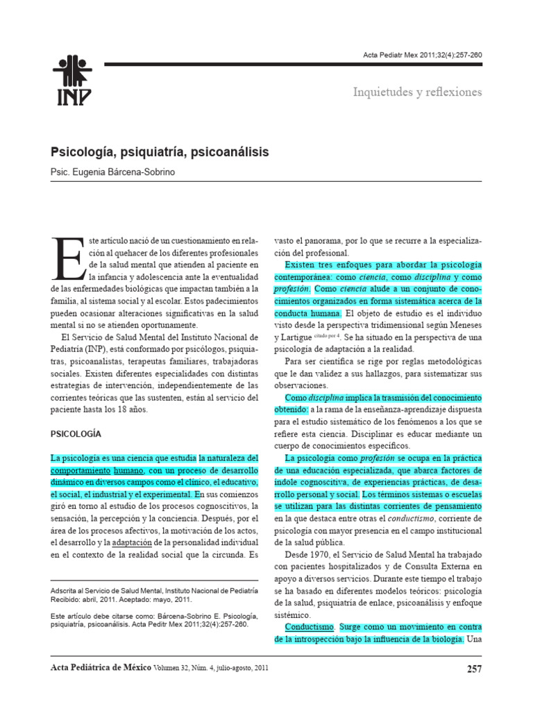 BArcena Sobrino Psicología, Psiquiatría, Psicoanálisis | PDF | Mente inconsciente | Psicoanálisis