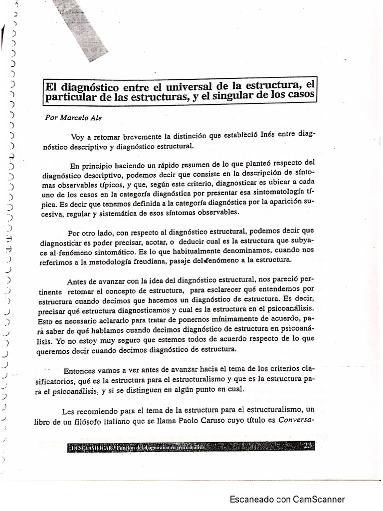 El Diagnostico Entre El Universal, Particular y Singular | PDF