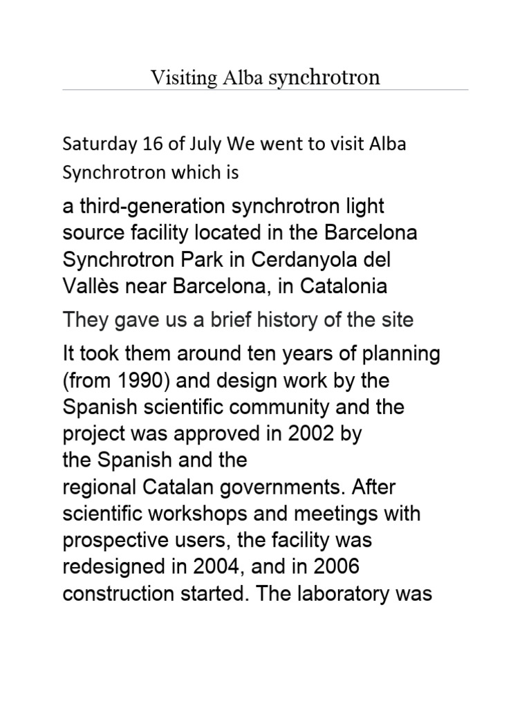 Visiting Alba Synchrotron | PDF | Social Science | Art