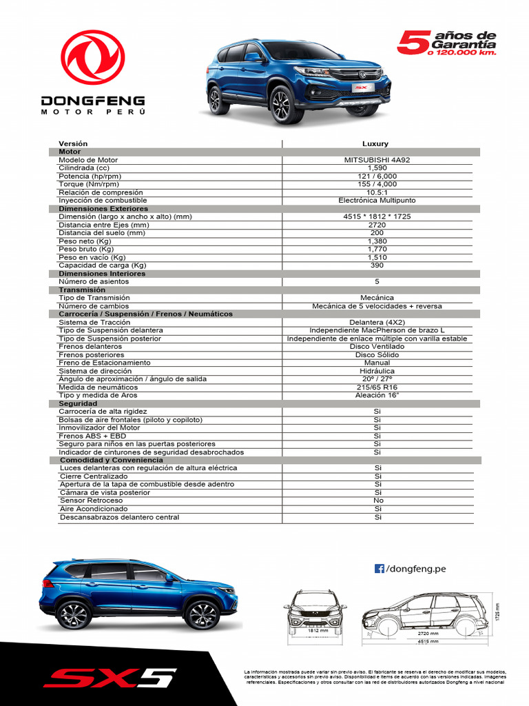 Ficha sx5 Web | PDF | Fabricantes de vehículos de motor | Tecnología de ...