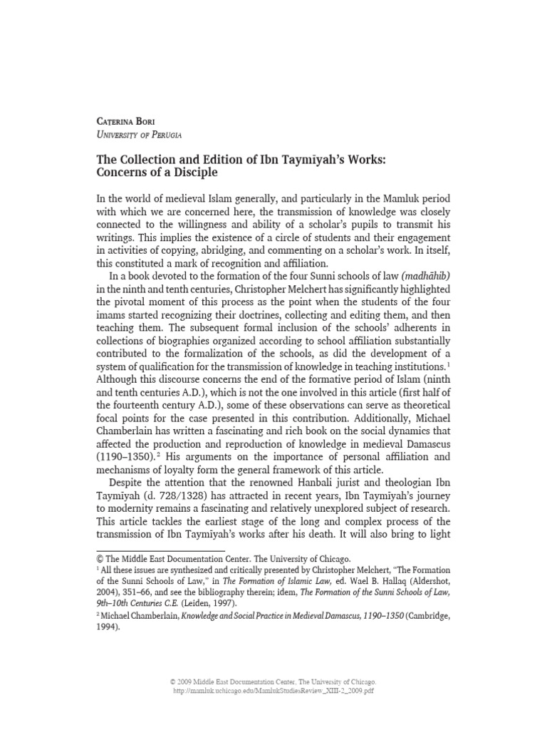 The Collection and Edition of Ibn Taymi | PDF | Abrahamic Religions