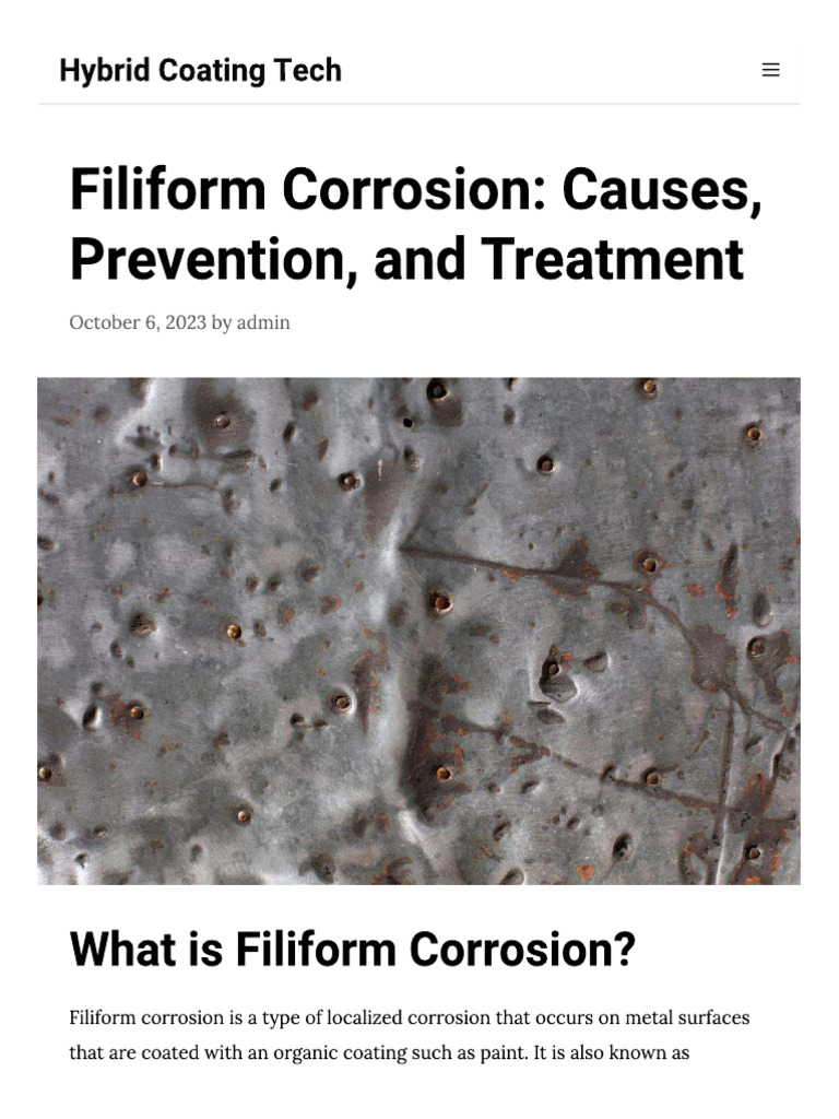 Filiform Corrosion - Causes, Prevention, and Treatment - Hybrid Coating ...