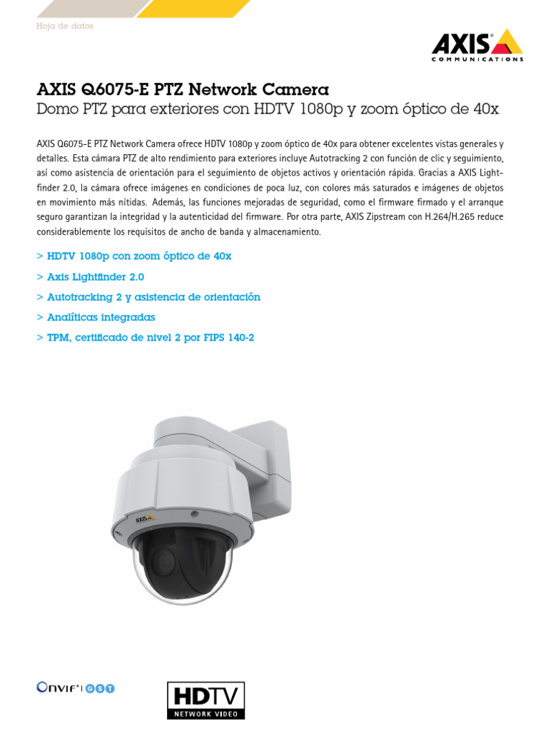 Datasheet Axis q6075 e PTZ Network Camera Es ES 428957 | PDF | Internet ...
