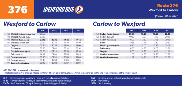 Wexford Bus Route 376 - Autumn 2022 | PDF