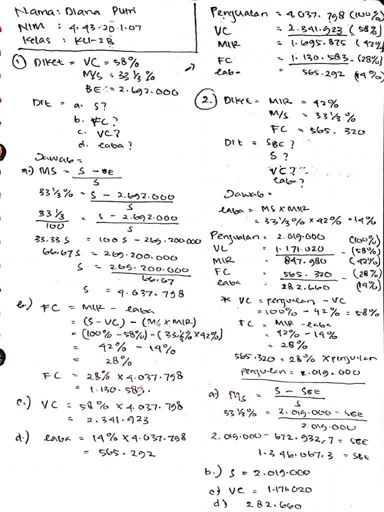 07 - Diana Putri - Tugas BEP Mix | PDF